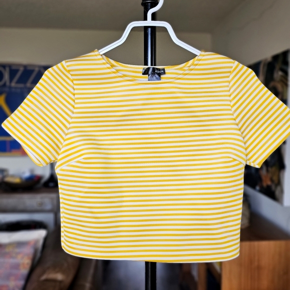 Aqua | Tops | Aqua Structured Striped Crop Top | Poshmark